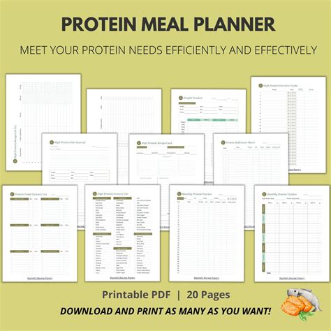 Protein Meal Planner Meal Planning Protein Planning Printable