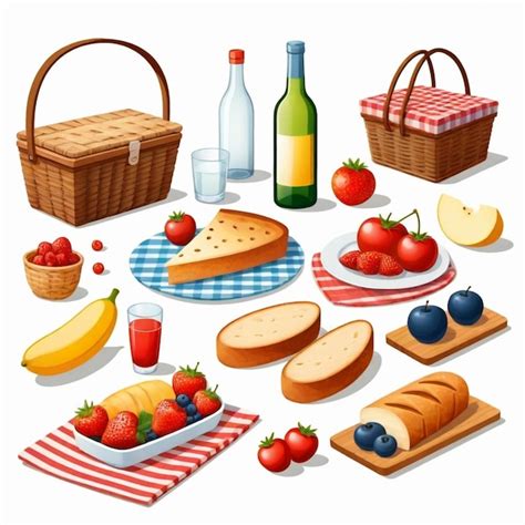 Picnic Vector Set White Background Isolated A High Quality Premium Ai Generated Vector