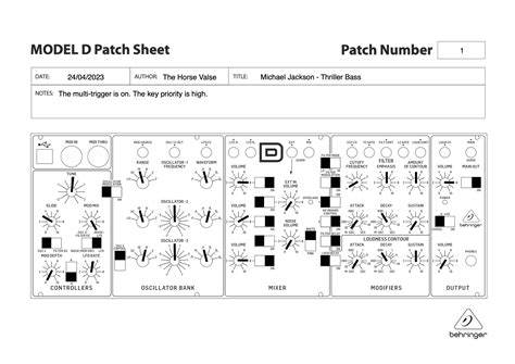 Michael Jackson Thriller Bass With Behringer Model D Patchstorage