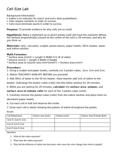 Cell Size Lab Pdf