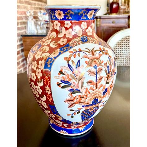 19th C Large Imari Gilt Floral Vase Chairish
