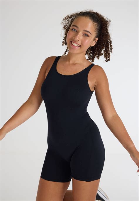 Older Girls Black Active Bodysuit Peacocks