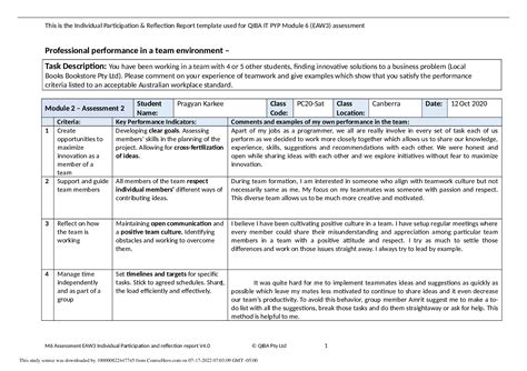 Participation And Reflection Report Template Scholarfriends Scholarfriends