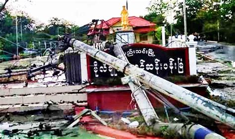 Dvb ရမည်းသင်းတွင် လေပြင်းကြောင့် နေအိမ် ၄၂ လုံး ပျက်စီး၊ နွား ၅ ကောင