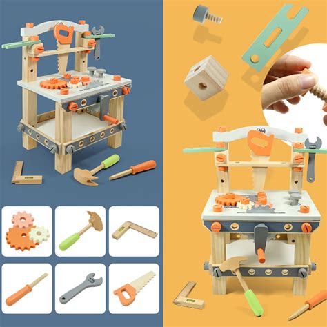 Set Banc De Lucru Cu Scule Din Lemn Magazine Pentru Copii Antoshka