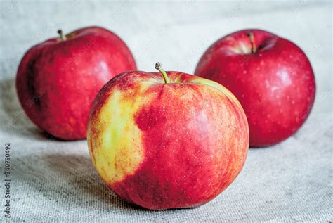 Red And Yellow Apples Covered With Water Drops As Background Red Green