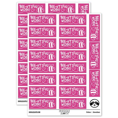 Bee Utiful Work Beautiful Bee Teacher Student School Sticker Set Hot