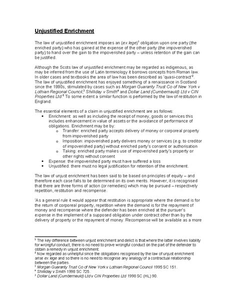 Laws 301 Understanding Key Concepts In Unjust Enrichment And Remedies