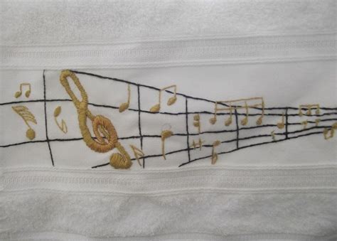 Embroidered Sheet With Musical Notes
