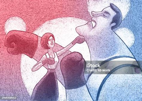 Woman Punching Man Stock Illustration Download Image Now Boxing