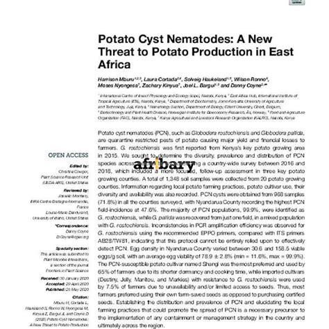 Potato Cyst Nematodes A New Threat To Potato Production In East Africa
