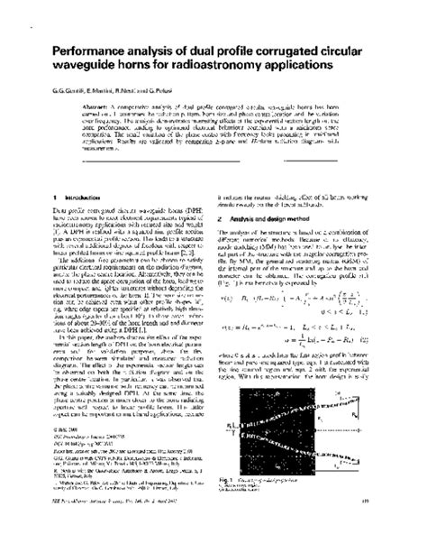 Pdf Performance Analysis Of Dual Profile Corrugated Circular Waveguide Horns For