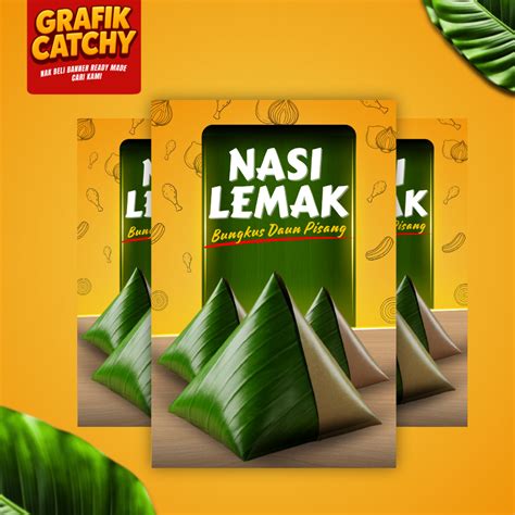 Bunting Nasi Lemak Bungkus Daun Pisang Cantik Murah Banner Niaga Bonet