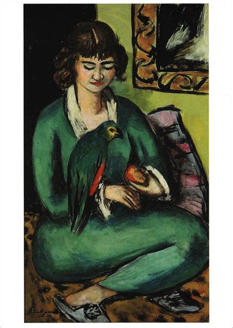 Postkarte Kunstkarte Max Beckmann Quappi Mit Papagei