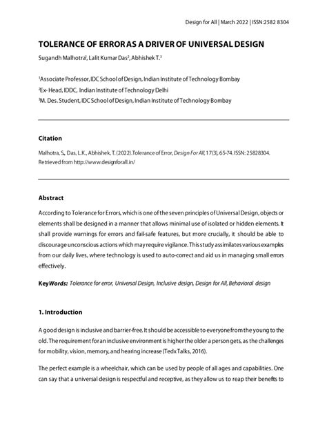 Pdf Tolerance Of Error As A Driver Of Universal Design