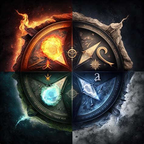 Premium Photo Four Elements Compass Generative Ai Colorful Magical