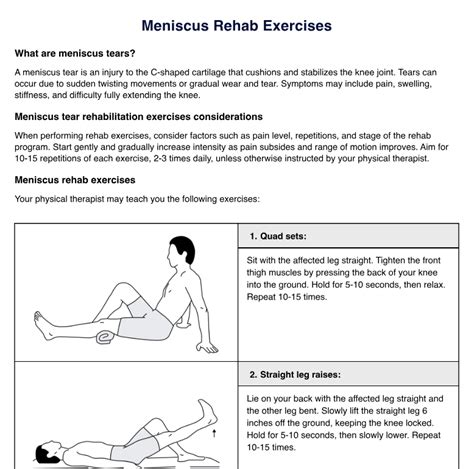 Meniscus Rehab Exercises Handout