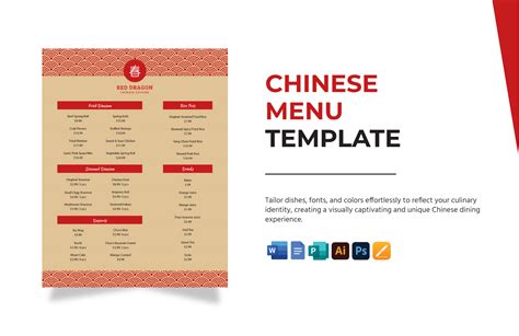 Free Chinese Menu Templates Editable And Printable