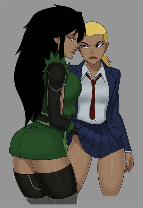 Rule 34 2girls Artemis Dc Artemis Crock Cheshire Dc Dcau Hand Up