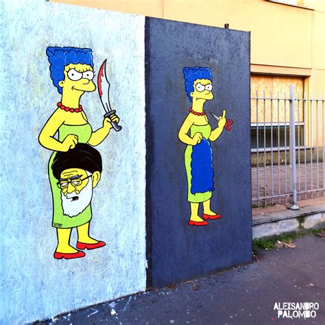Behind “the Cut” Story Mural Featuring Marge Simpson Supporting The
