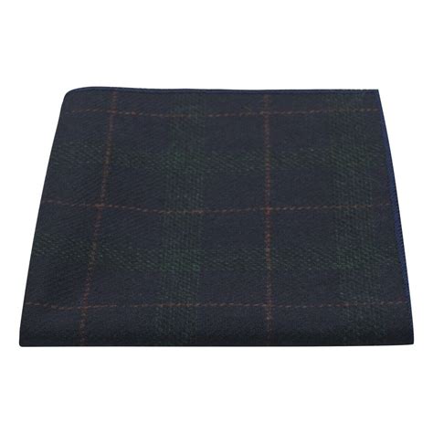 Navy Blue And Dark Green Check Pocket Square Tweed Tartan Plaid Ebay
