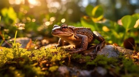 Premium Ai Image Dumpy Frog On Leaves Frog Amphibian Reptilegolden Hour
