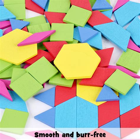 3 Otters 150pcs Wooden Pattern Blocks Geometric Shapes