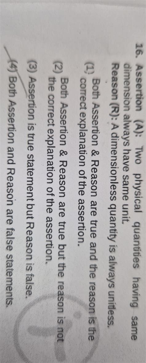Assertion And Reason Type Question Assertion A Two Physical Quantitie