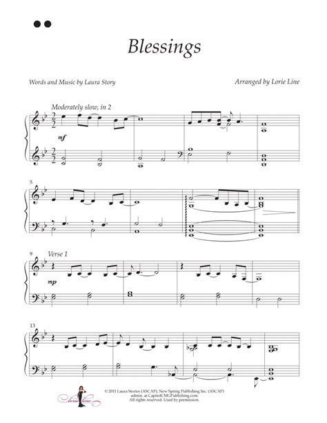 Blessings By Laura Story Piano Solo Intermediate Digital Sheet