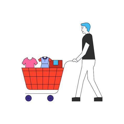 El Chico Esta Comprando Ropa Vector Premium