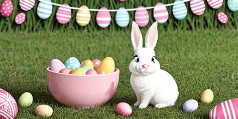 Premium Ai Image Funny Bunny Easter Eggs Holidays Banner