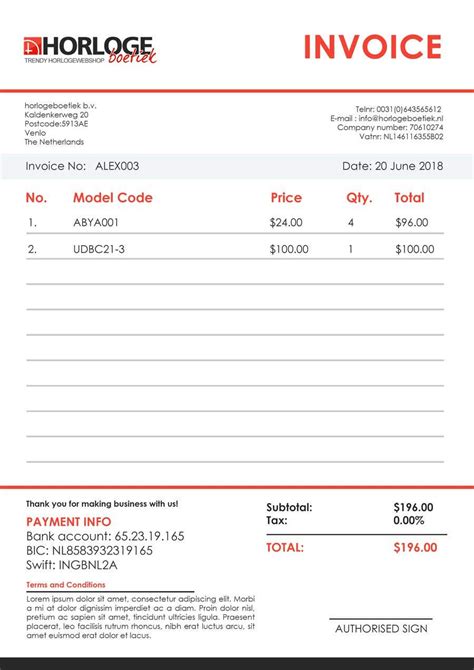 Entry 85 By Amarginean For Professional Invoice Template For Watch