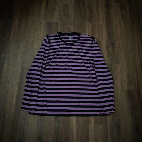 Purple Striped Emo Long Sleeve Cool Visual Kei Depop