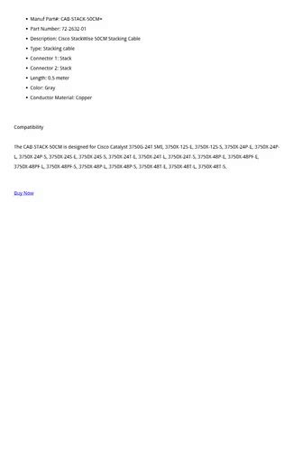 Optical Fiber Cisco Cab Stack 50cm Switch Stacking Cable 2 Pair Gray