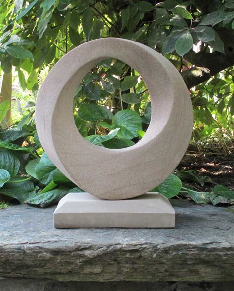 Handmade Stone Garden Sculpture By British Artists Pink Abstract