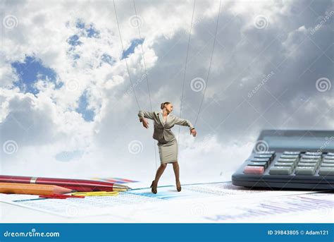 Businesswoman Puppet Doll Is On The Desk Stock Image Image Of