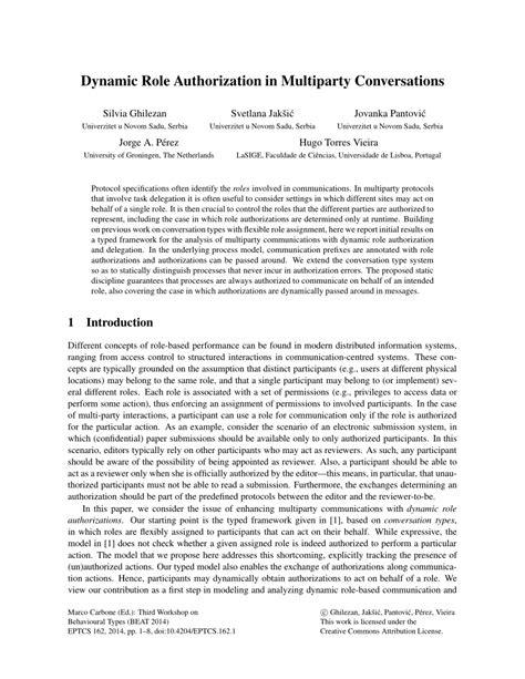 Pdf Dynamic Role Authorization In Multiparty Conversations