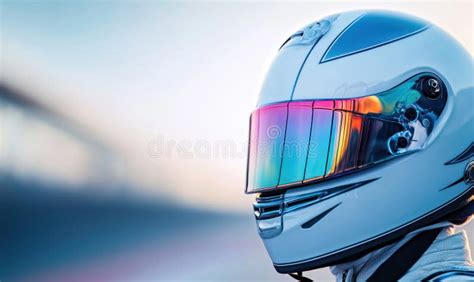 A Striking Racing Helmet Showcasing A Vibrant Visor Ready For The