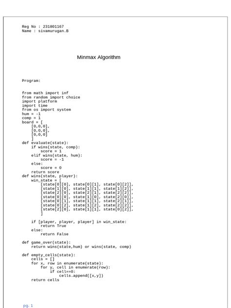 Minmax Algorithm Pdf Applied Mathematics Theoretical Computer Science