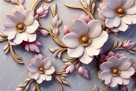 Premium Ai Image Elegant Colorful 3d Flowers With Leaves On A Tree