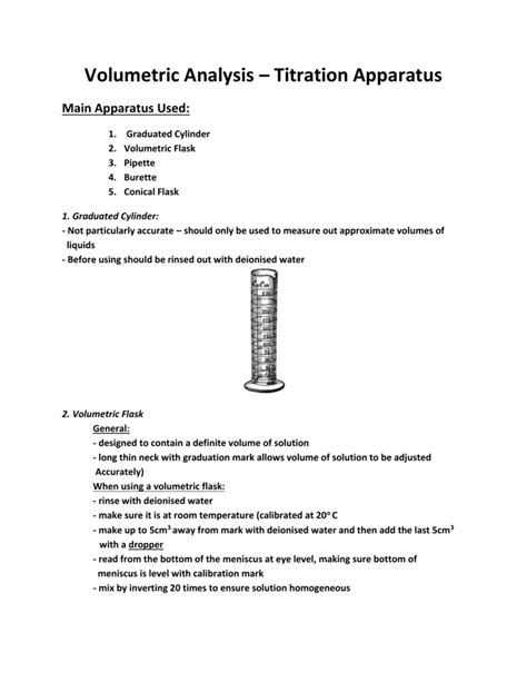 Volumetric Analysis Titration Apparatus Main Apparatus Used