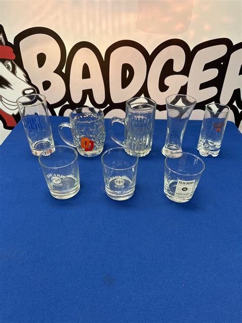 Selection Of Vintage Branded Drinking Glasses Badgers Auctions On