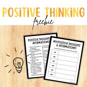 Positive Thinking Worksheet By Mrs Kovala Counselor Tpt