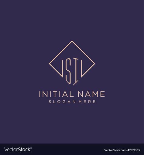 Initials Si Logo Monogram With Rectangle Style Vector Image