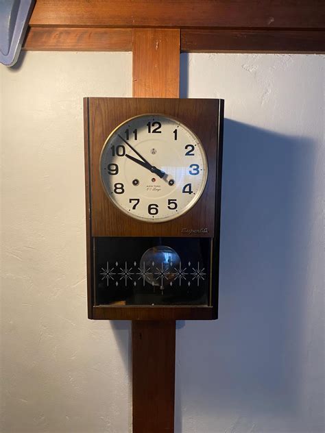 1950s Aichi Wall Clock Japanese 60 Day Pendulum Clock Star Glass
