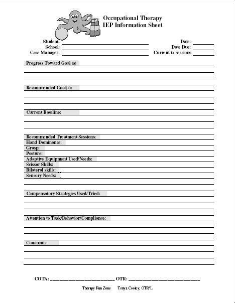 Occupational Therapy Treatment Plan Template Occupational Therapy Assessment And Management