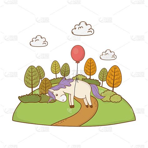 可爱的童话麒麟在风景