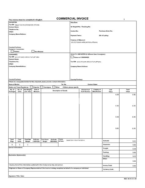 Fedex Commercial Invoice Template 1