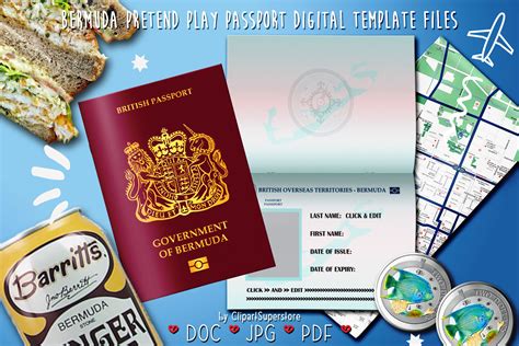 Pretend Play Passport Bermuda Invitation Graphic By Clipart Superstore