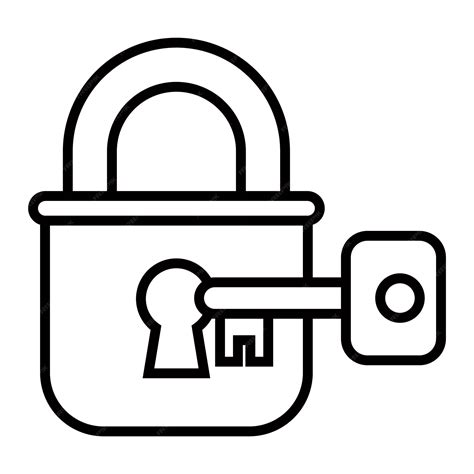 Icono Lineal Negro De Un Candado De Puerta Con Llave Vector Premium